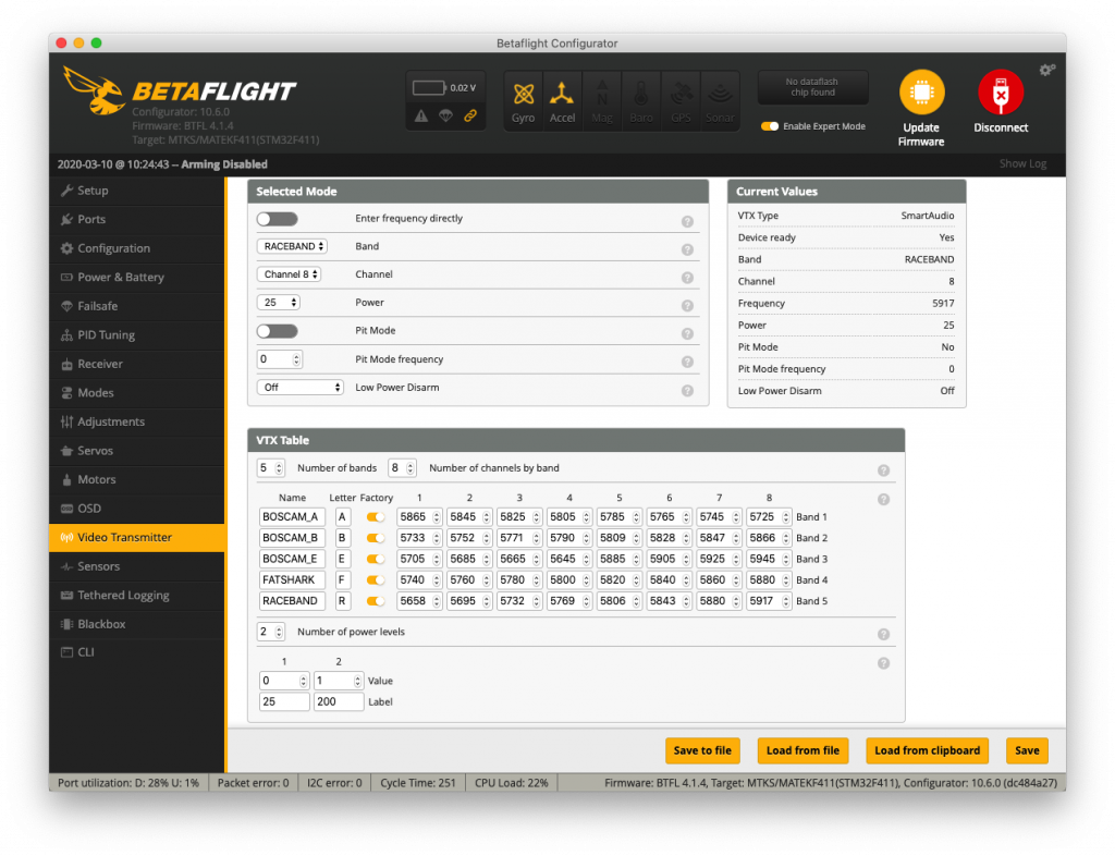 Betaflight 4.1 VTX Tableセットアップ | 普通的生活